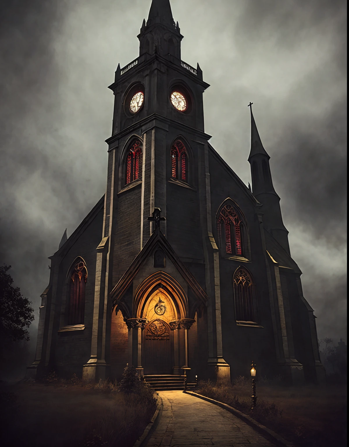 a church, gothic, dark, steamp - SeaArt AI
