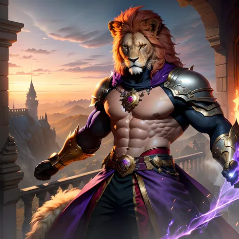 muscle, male, (lion head:1.0), furry, kemono - SeaArt AI