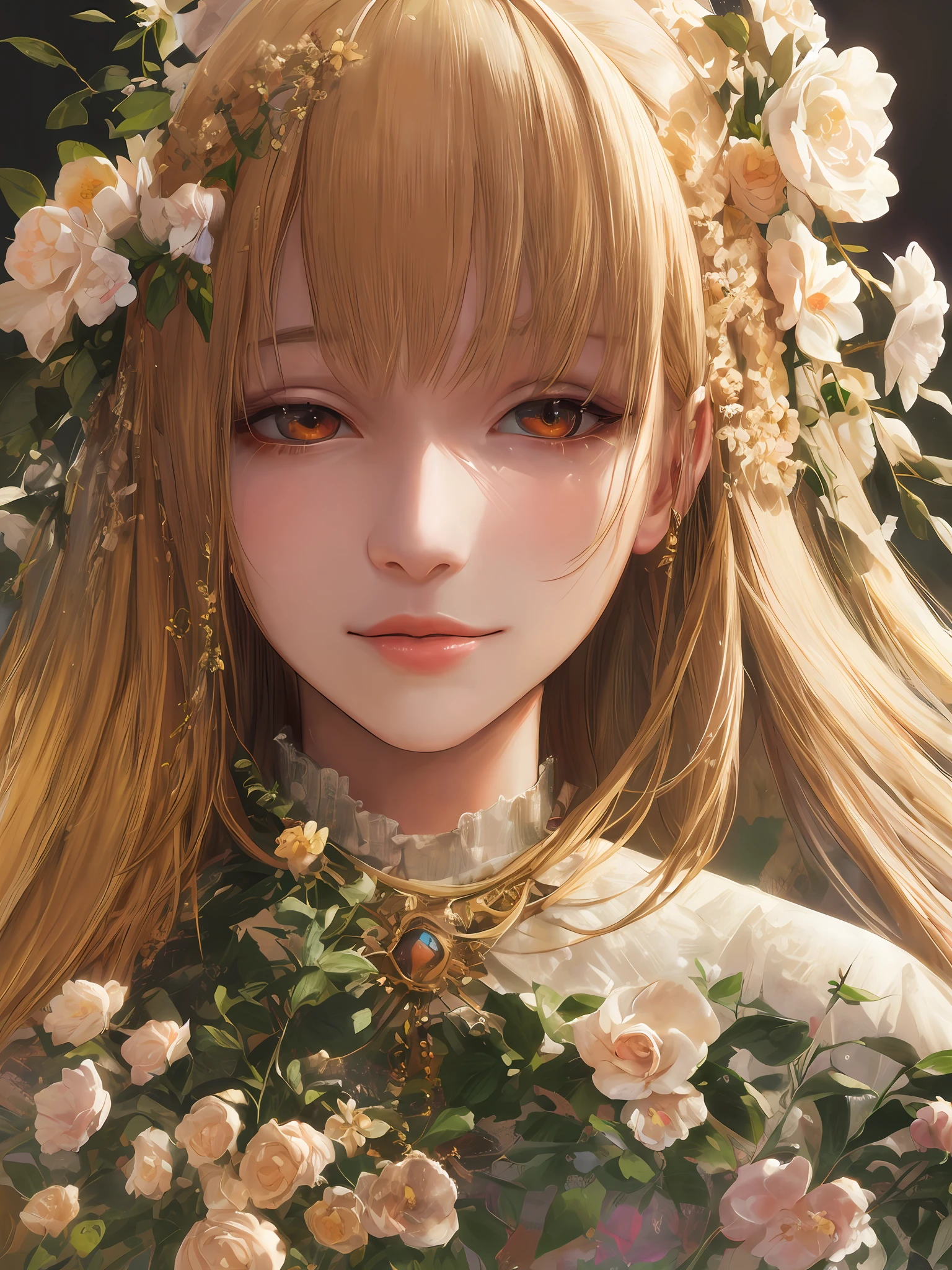 Anime Girl With Flowers In Her Hair Seaart Ai
