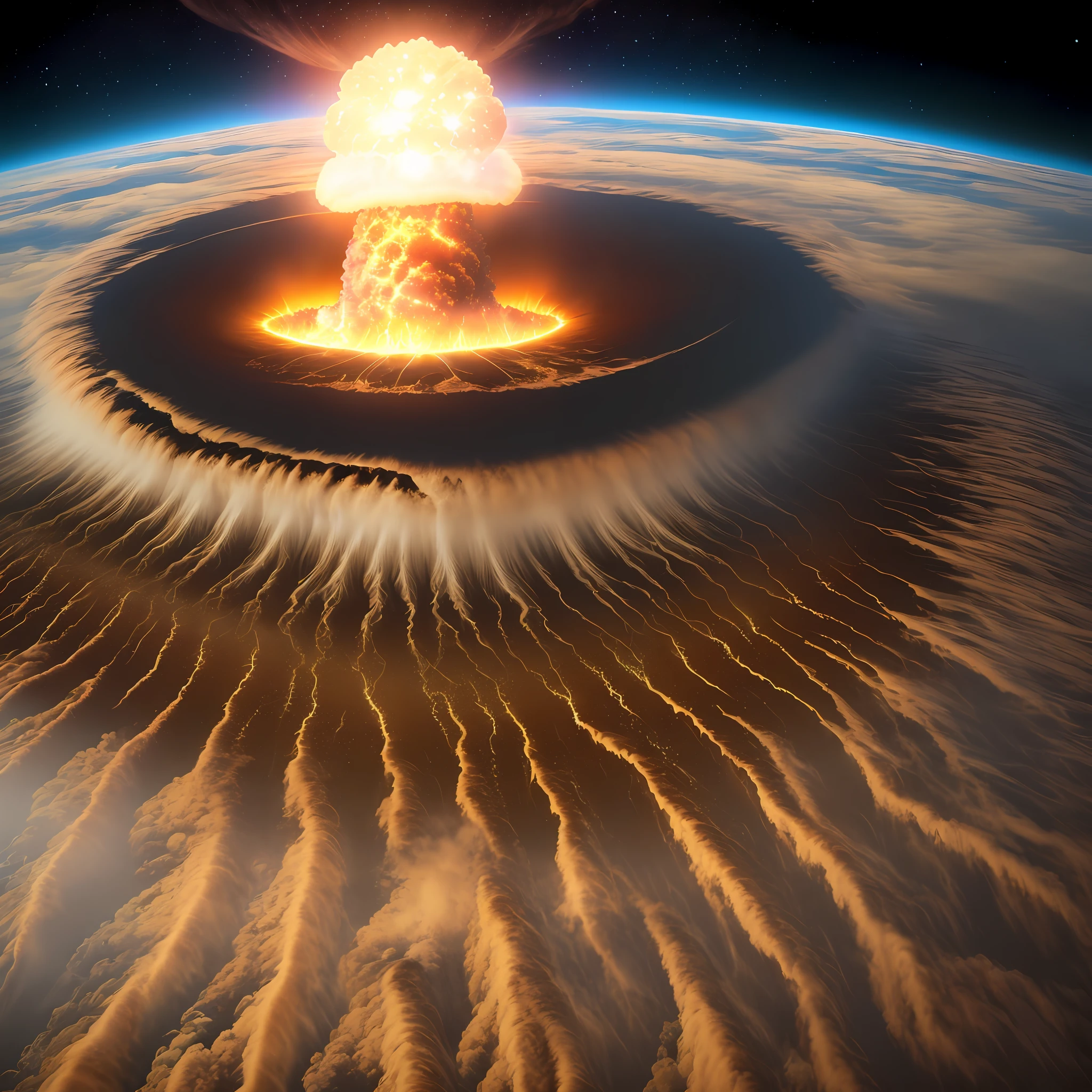 An artist's rendering of a nuclear explosion in space - SeaArt AI