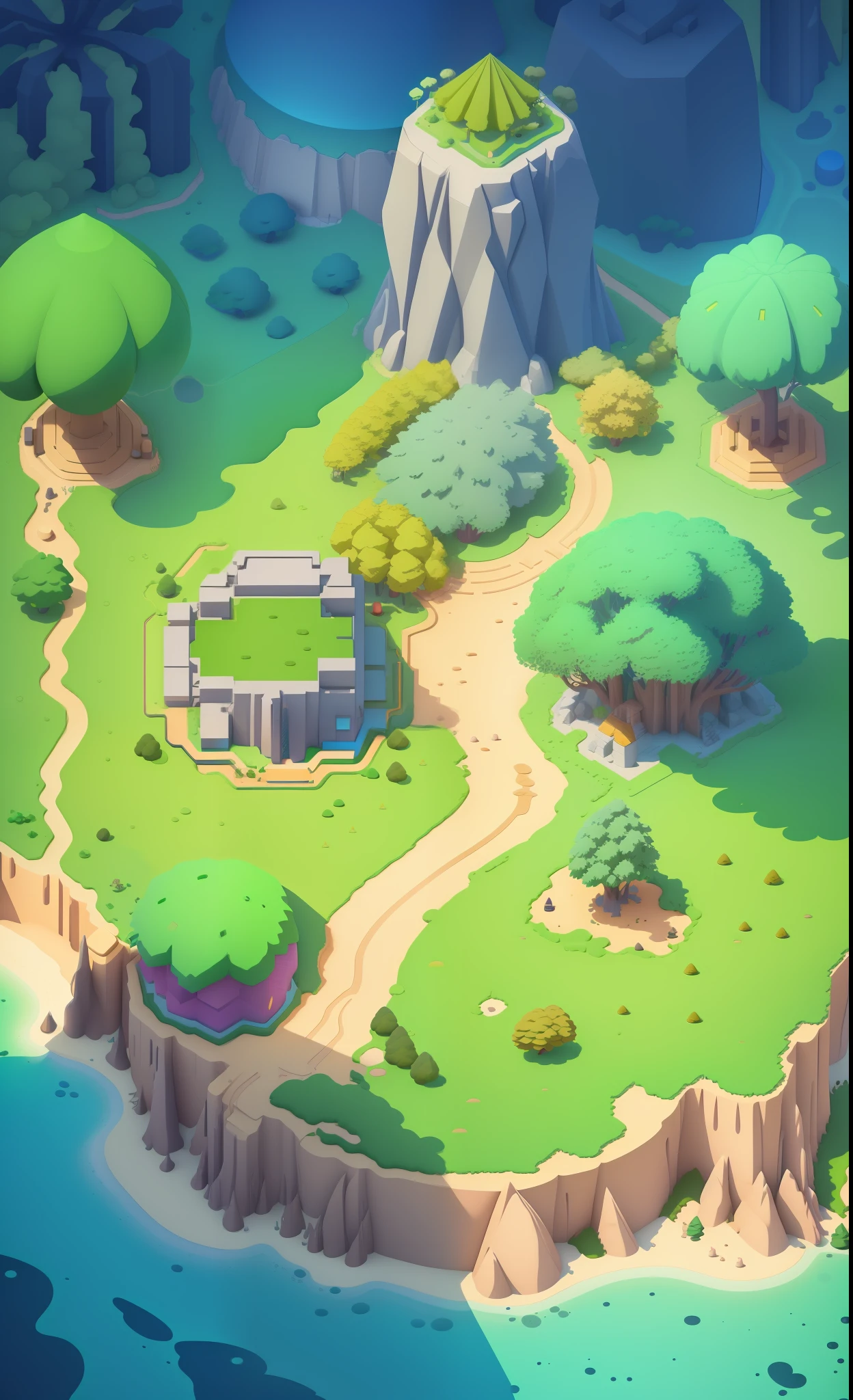 game map,( game concept art design:1.1), isometric art, (cartoon hand ...