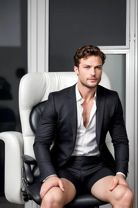 ((half body)) RAW Photo Ceo man sitting in an office chair, wearing ...