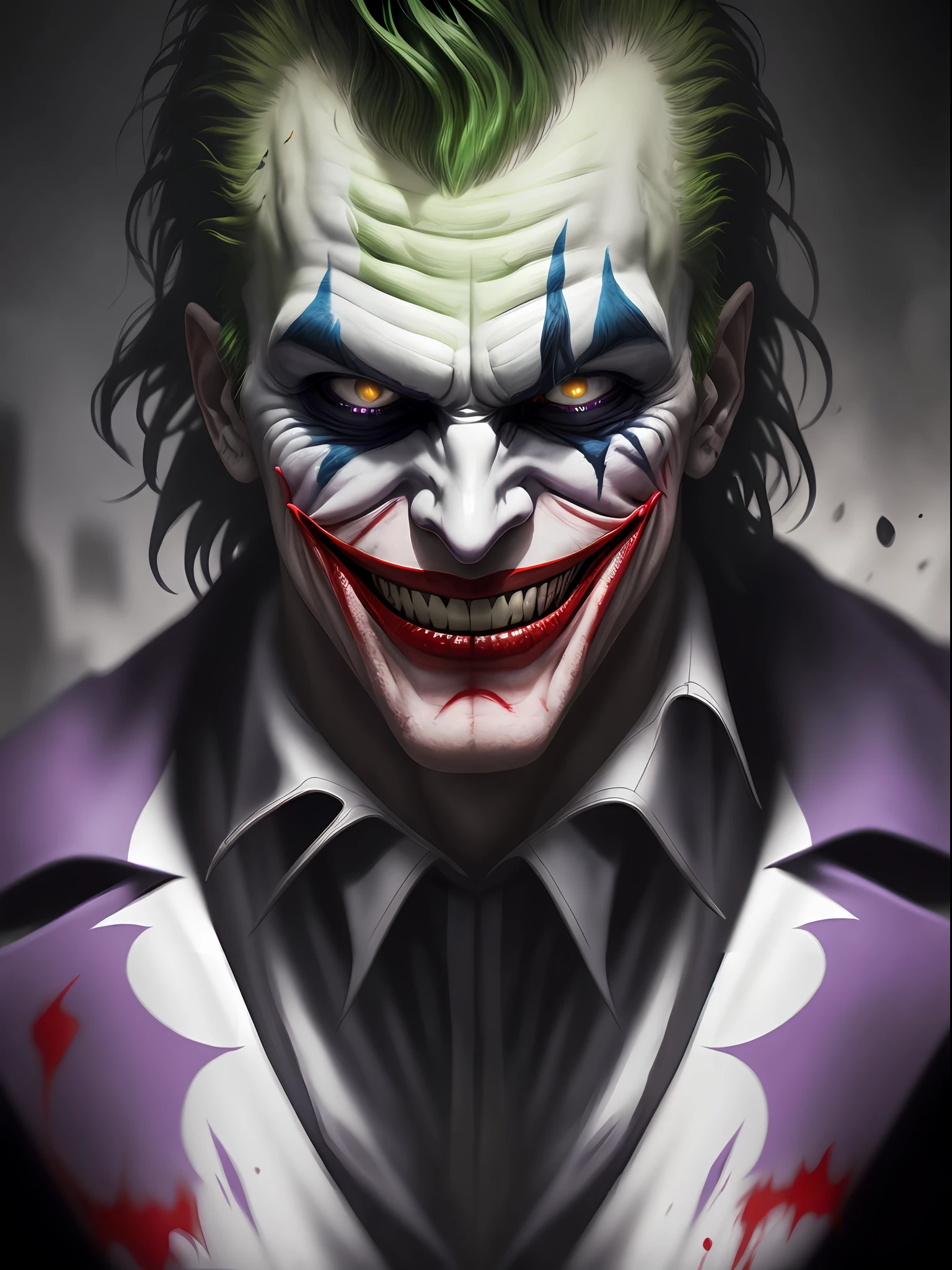 Joker in a suit with green hair and a tie - SeaArt AI