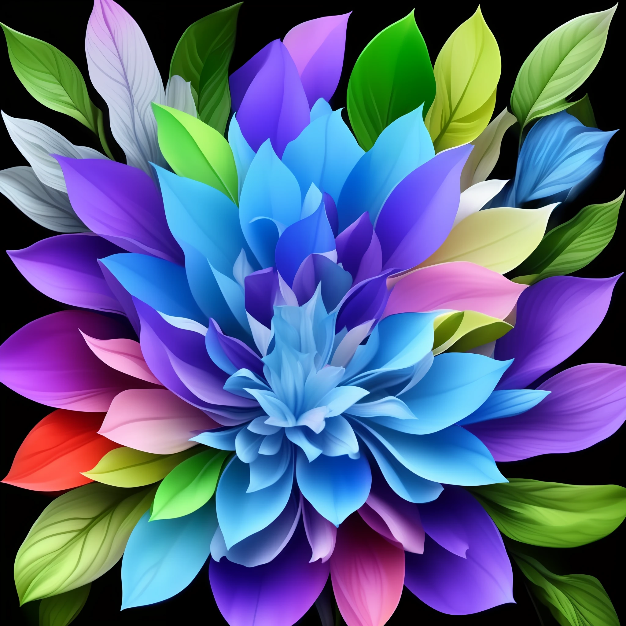 multi elemental flowers, Elemental flowers, vibrant colors, black ...