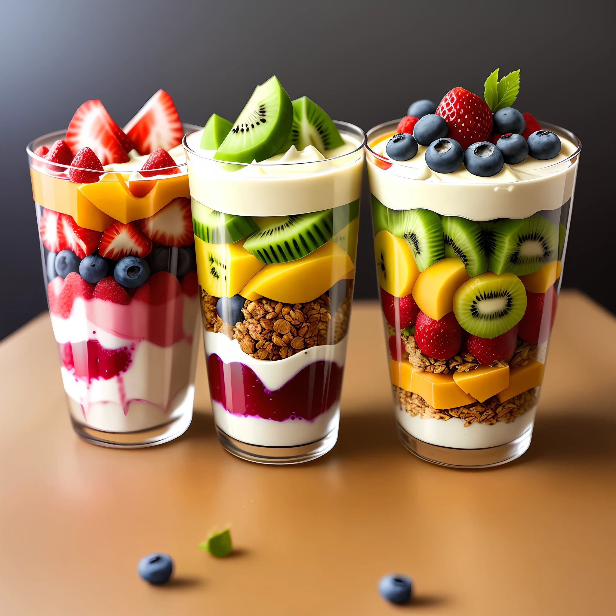 Clear! Here is a visual description of the Yogurt and Fruit Parfait ...