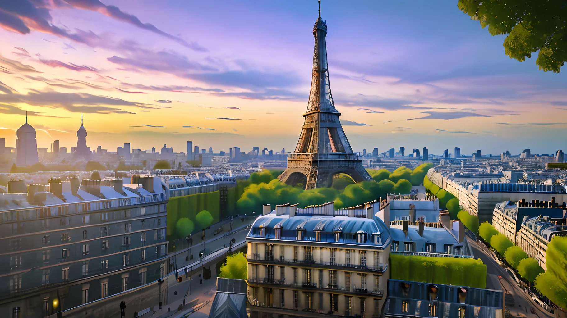 A view of the eiffel tower from the top of the building - SeaArt AI