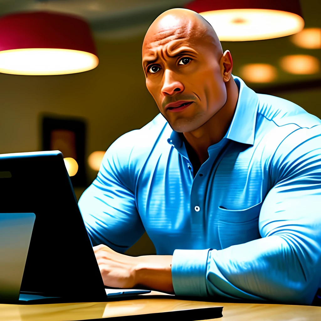 Arafed man sitting at a table with a laptop computer - SeaArt AI