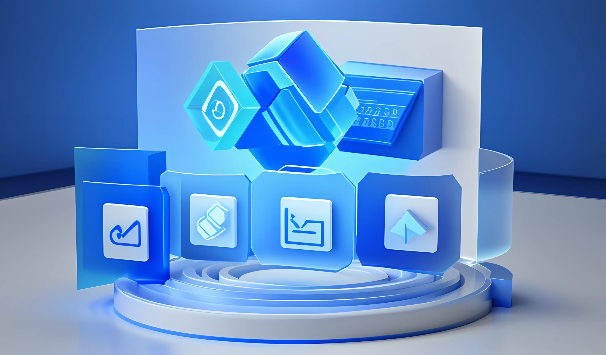 Computer screen with blue screen, 3D illustration, depicted as 3D rendering, 3D illustration, 3D ...