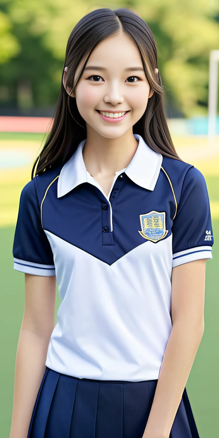 neat college girl, person, (school uniform, summer clothes, short sleeves) - SeaArt AI