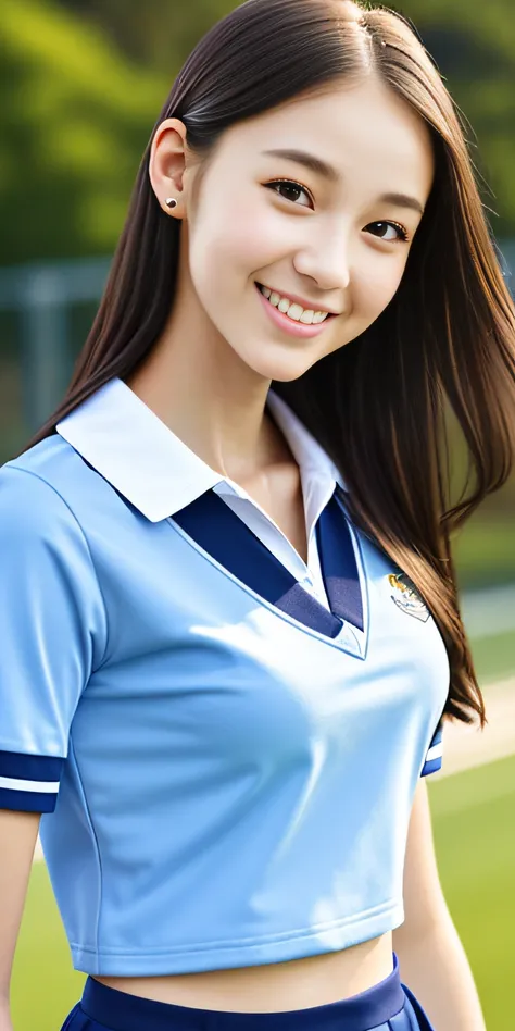 neat college girl, person, (school uniform, summer uniform, short sleeve) - SeaArt AI