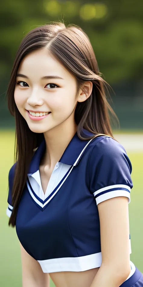 neat college girl, person, (school uniform, summer clothes, short sleeves - SeaArt AI