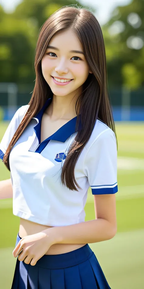 neat college girl, person, (school uniform, summer uniform, short sleeve) - SeaArt AI