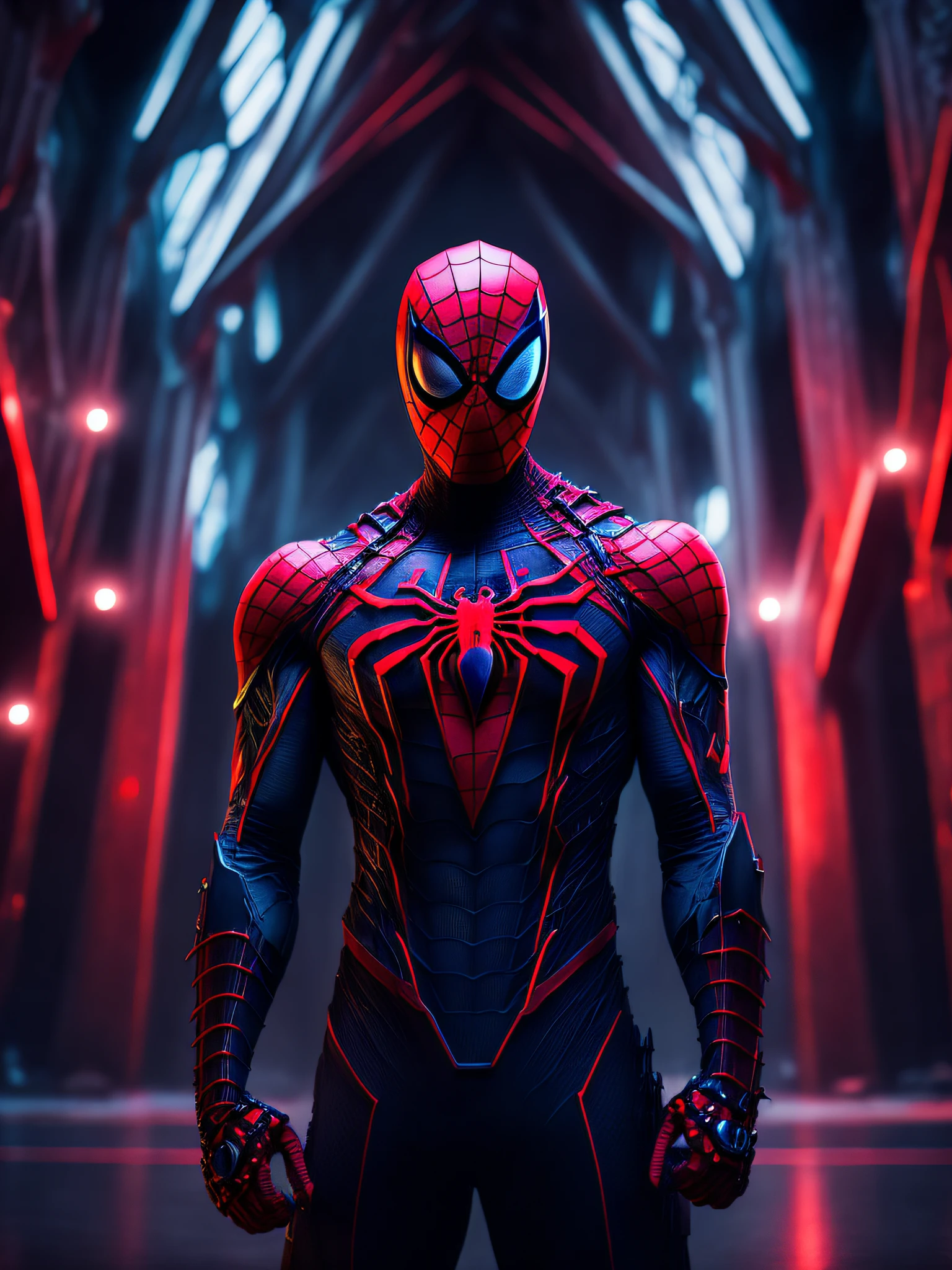 gloomy portrait of Evil Bloody Spider-Man from Marvel with intricate ...
