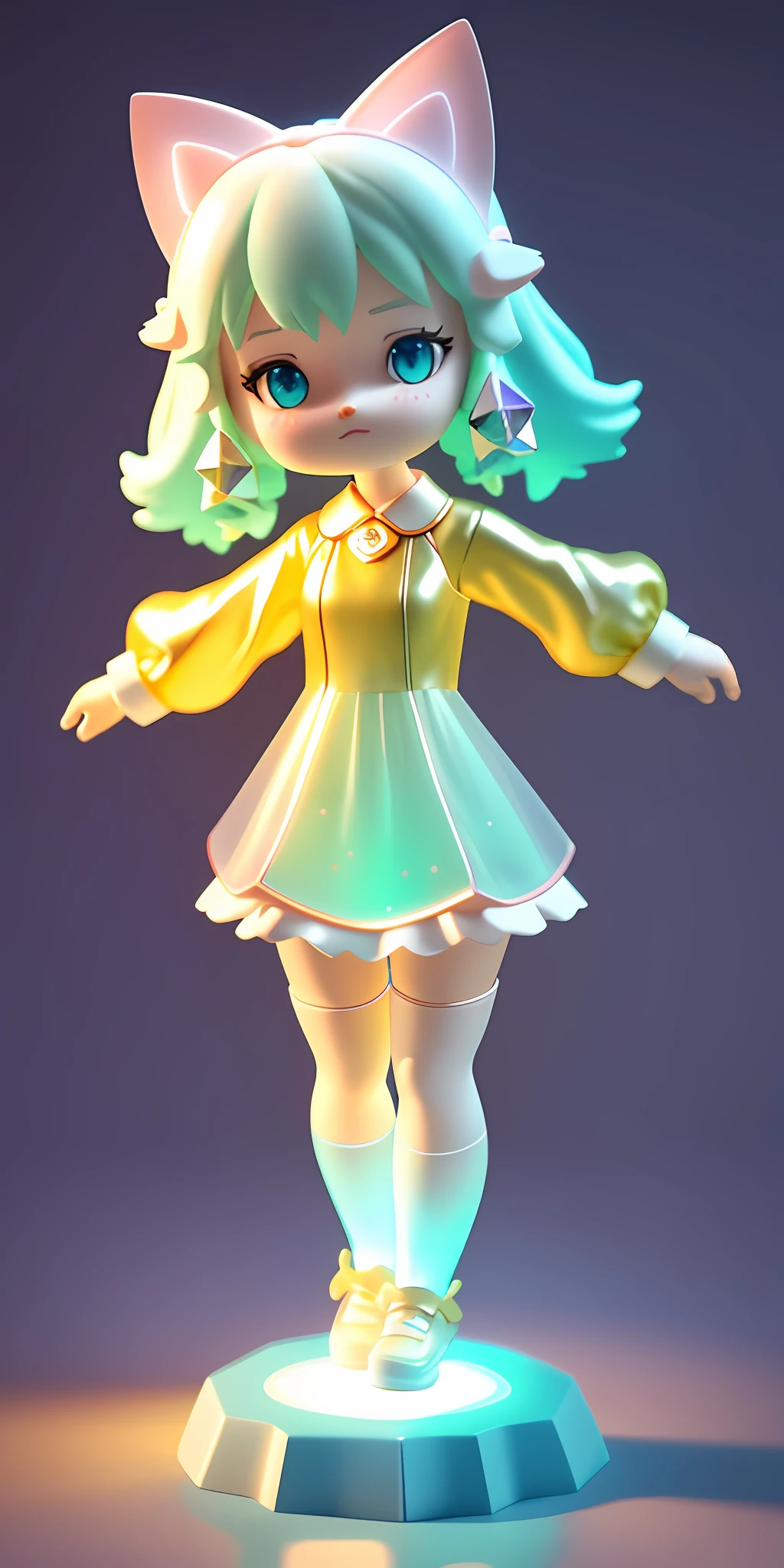 A close up of a toy figure of a girl with a cat ears - SeaArt AI