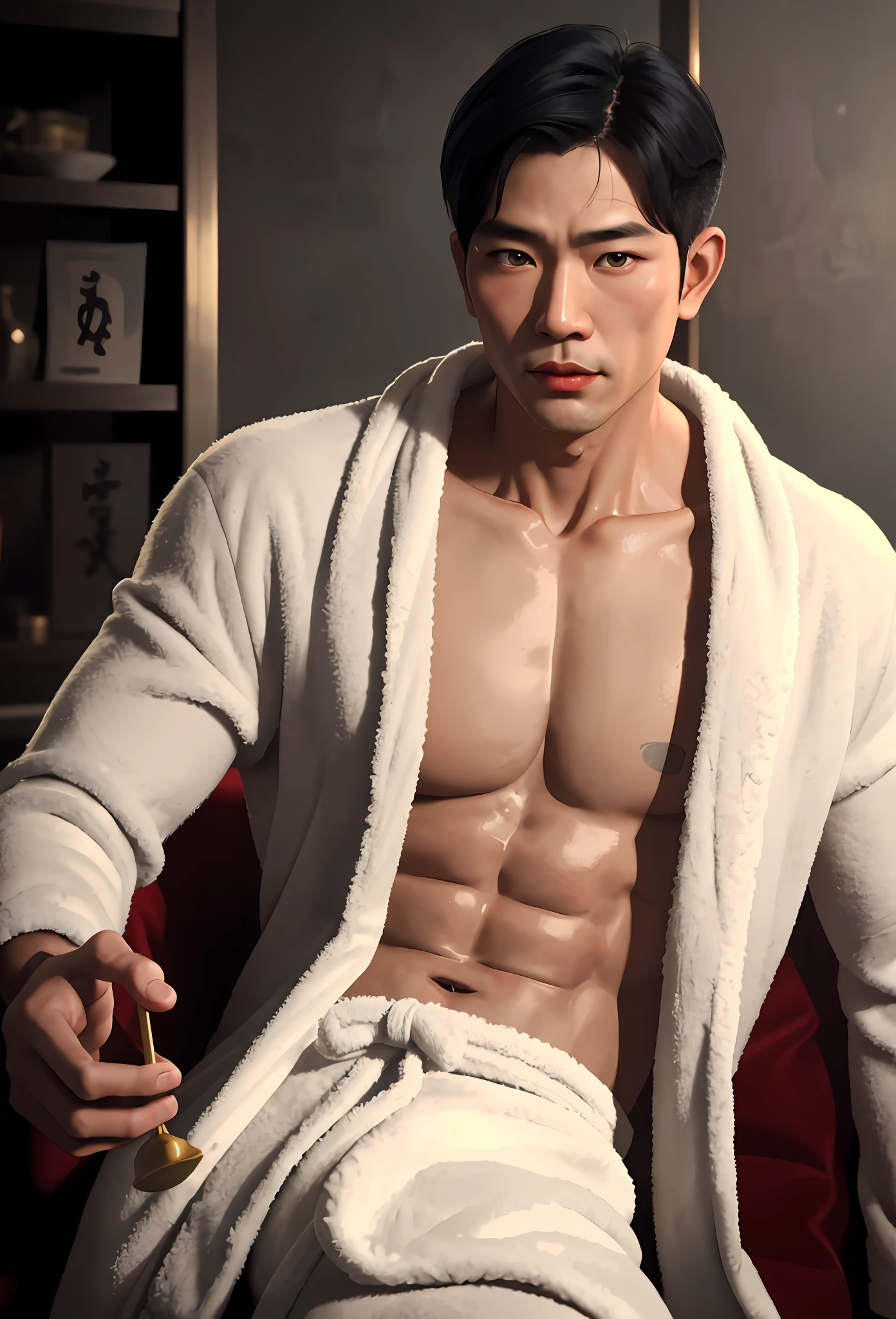 Masterpiece, 35 Year old, muscular Asian men, best quality, (realistic - SeaArt AI