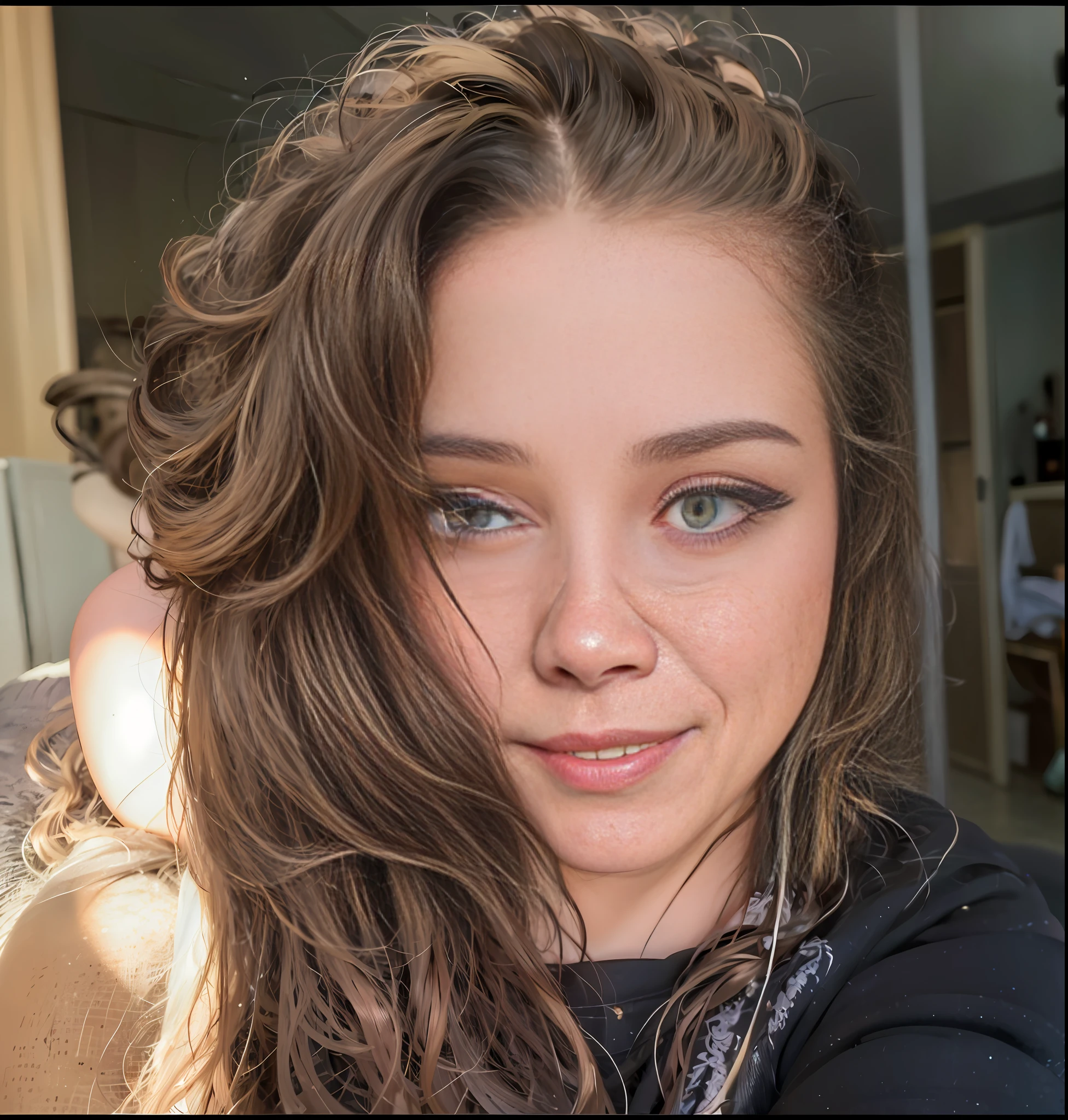 full body photo of (woman lying face down with her head resting on her ...