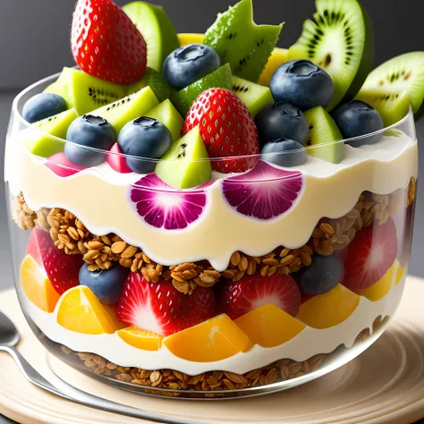 Clear! Here is a visual description of the Yogurt and Fruit Parfait ...