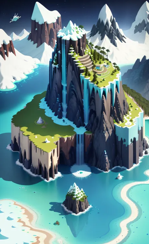 game map,( game concept art design:1.1), isometric art, (cartoon hand ...