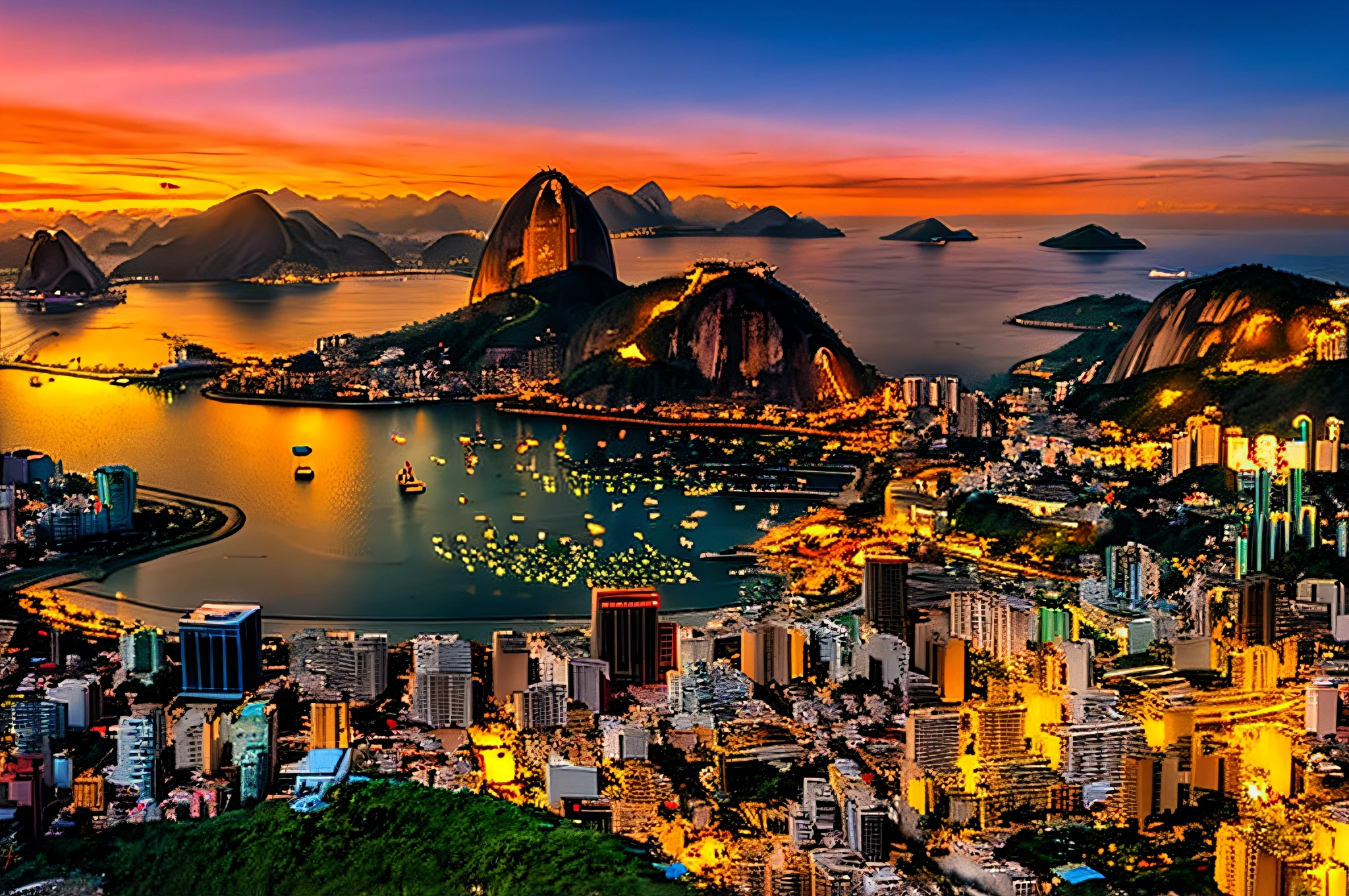Arafed view of a city with a mountain in the background, Rio de Janeiro ...