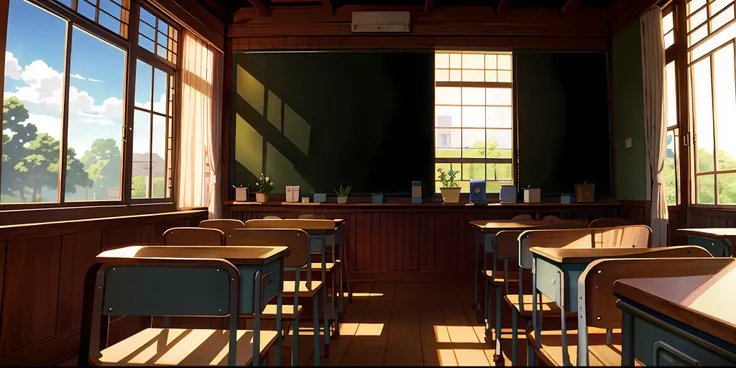 masterpiece, a busy classroom in studio ghibli style, highly intricate ...