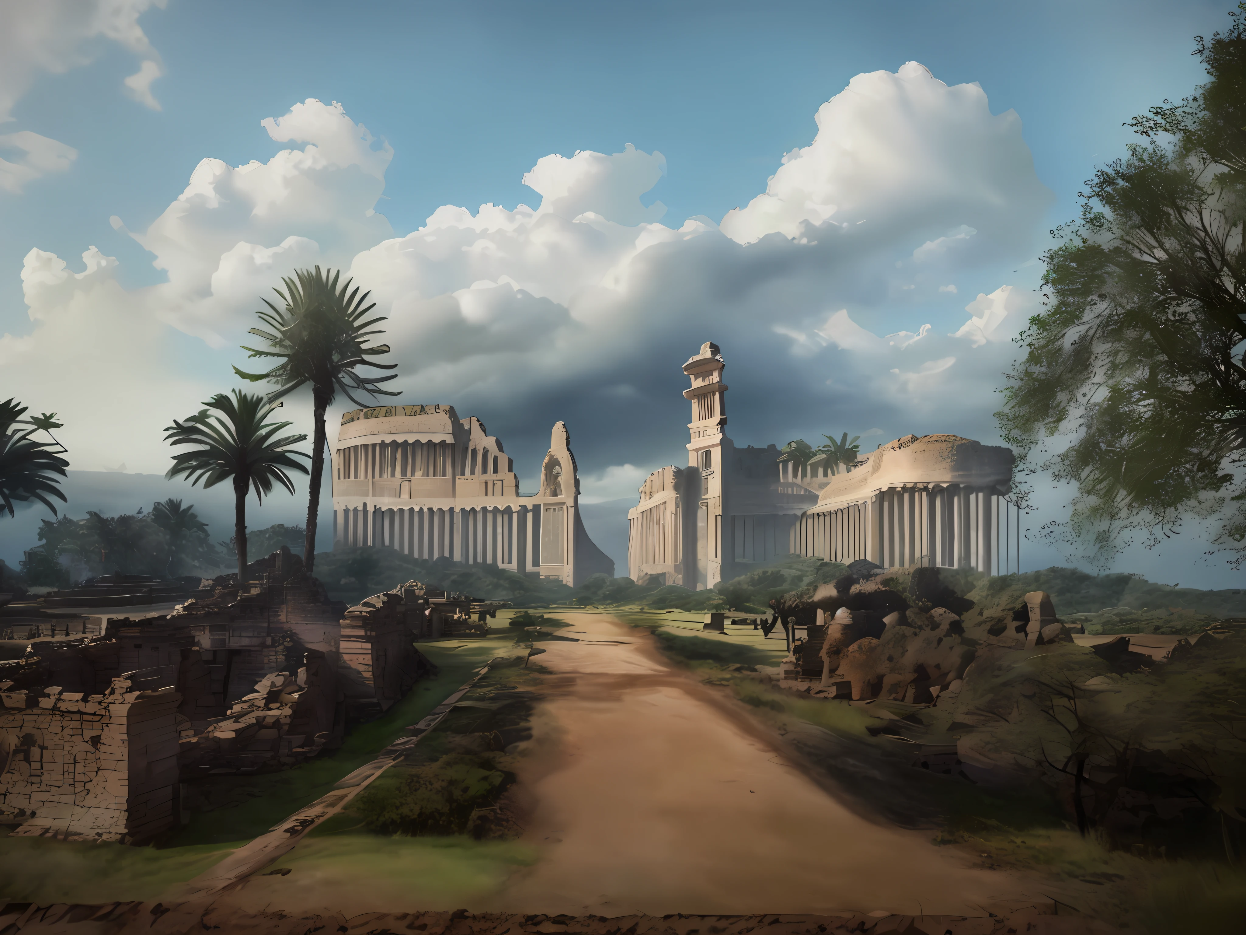 Arafed view of a large building with a clock tower in the middle of it - SeaArt AI