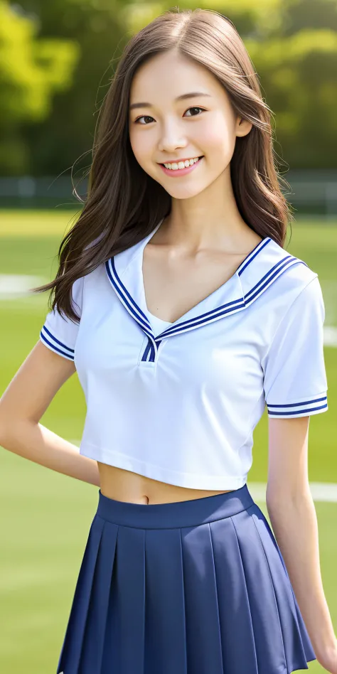 neat college girl, , (school uniform, summer clothes, short sleeves) - SeaArt AI