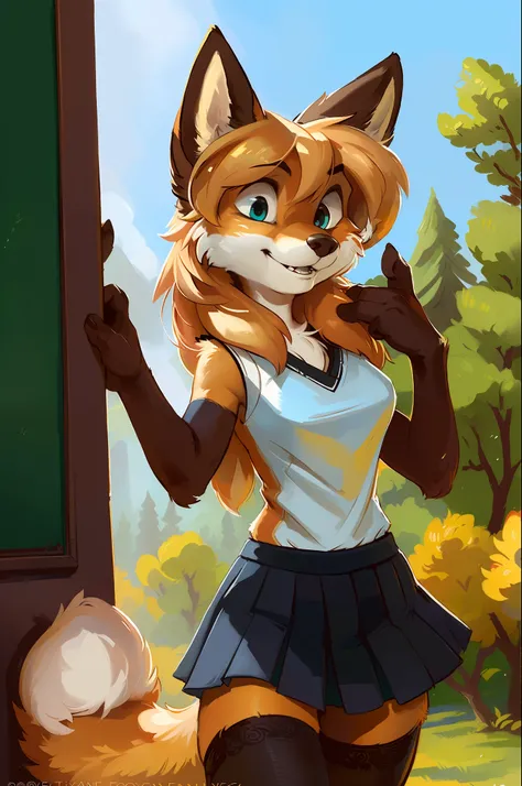 averi, fox girl, big chest, street, day - SeaArt AI