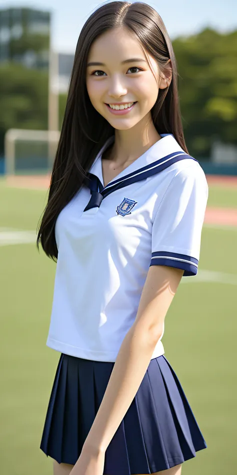 neat college girl, person, (school uniform, summer uniform, short sleeve) - SeaArt AI