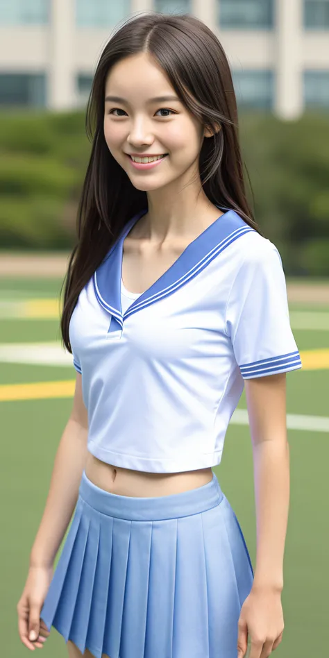 neat college girl, person, (school uniform, summer uniform, short sleeve) - SeaArt AI