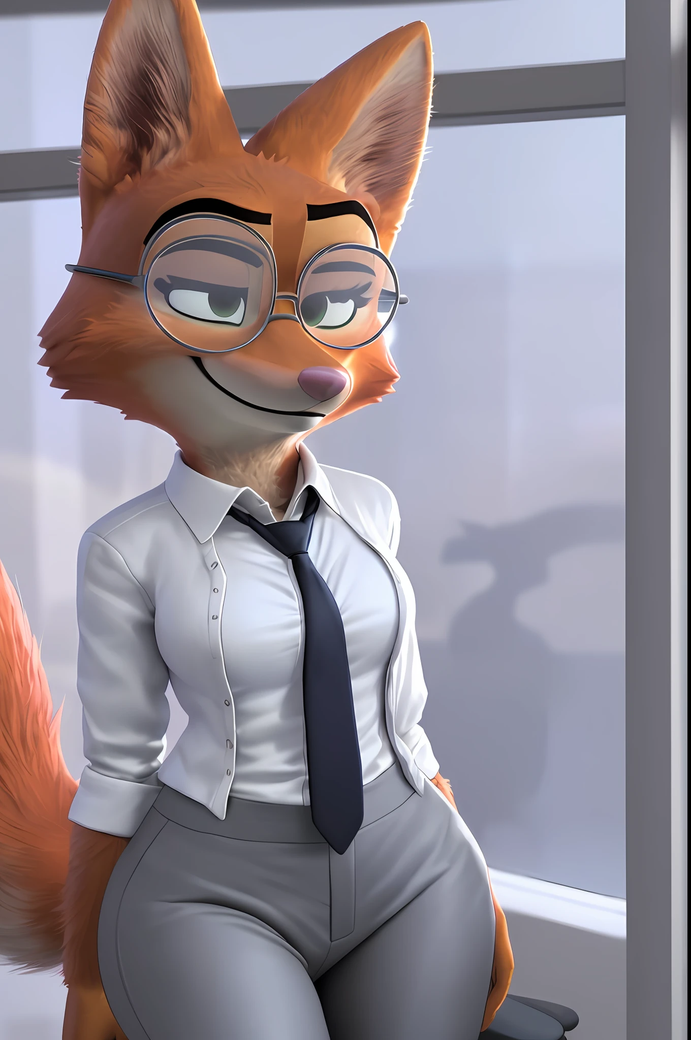 There is a cartoon fox wearing glasses and a tie - SeaArt AI