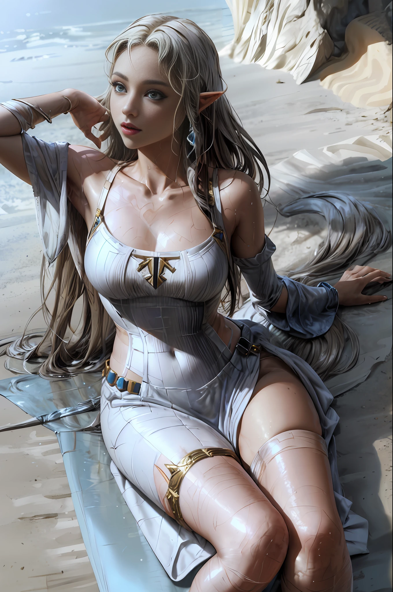 Zelda bathing created with SeaArt AI