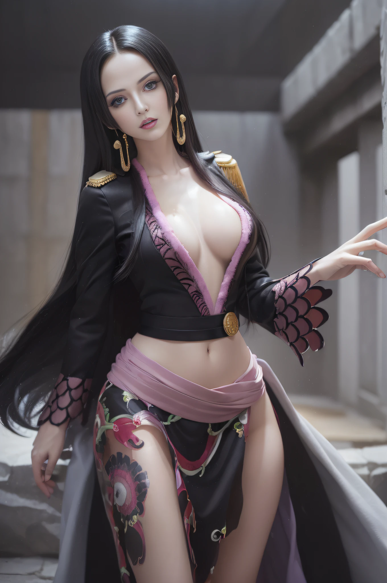 (((masterpiece+best quality+high resolution+ultra-detailed))), boa hancock, long silky black ...