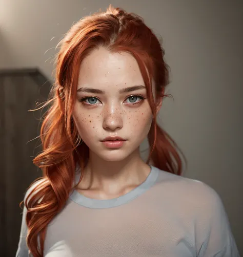 18 Year Old Redhead Face Woman Full Of Milk Beautiful Slim Body Looking