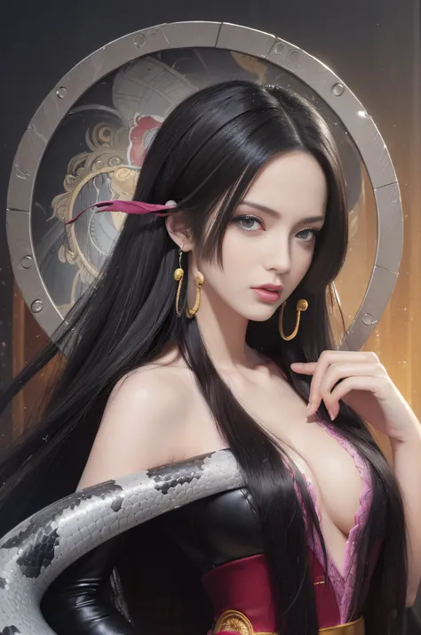 (((masterpiece+best quality+high resolution+ultra-detailed))), boa hancock, long silky black ...