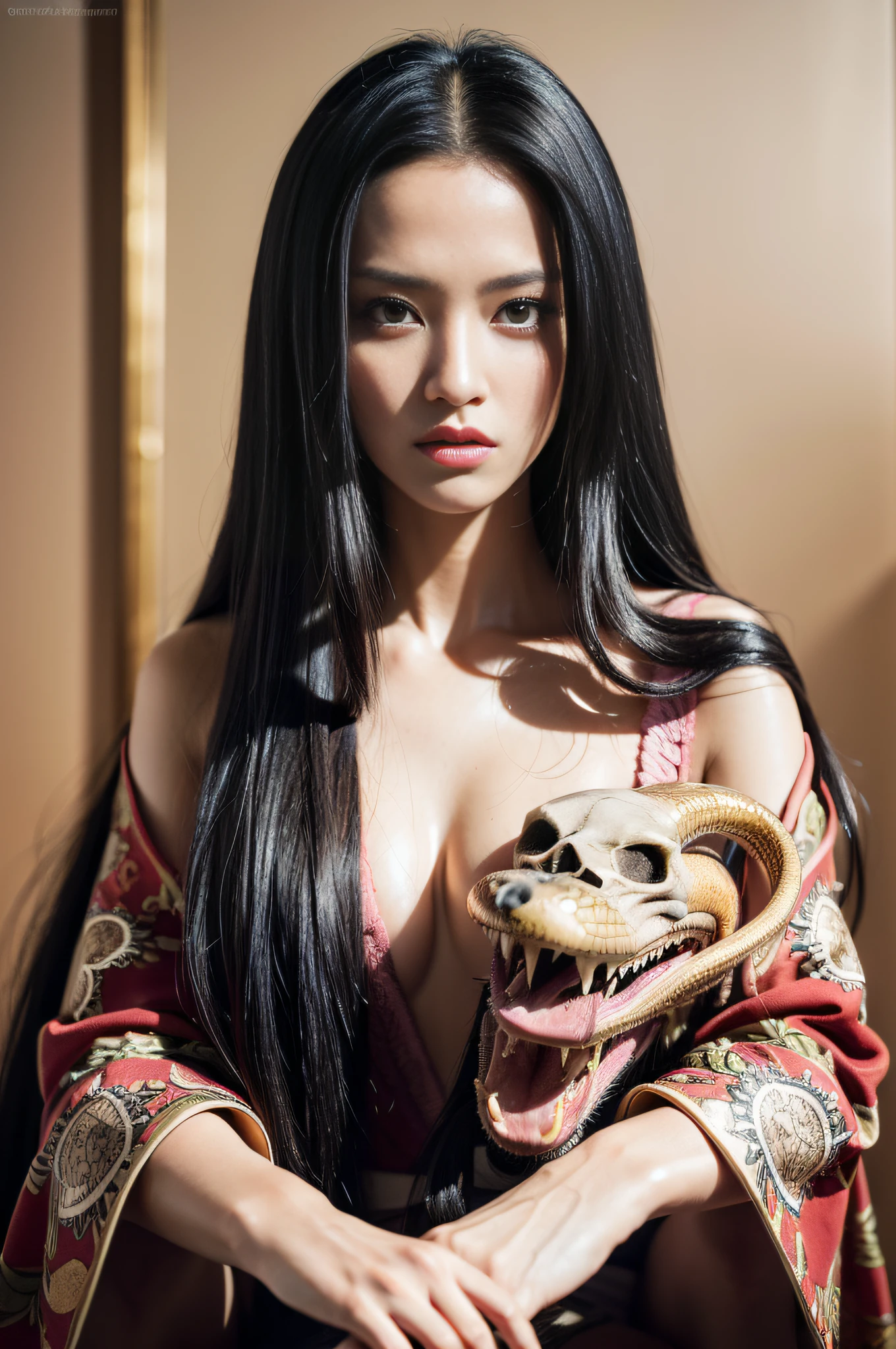 (((masterpiece+best quality+high resolution+ultra-detailed))), boa hancock, long silky black ...