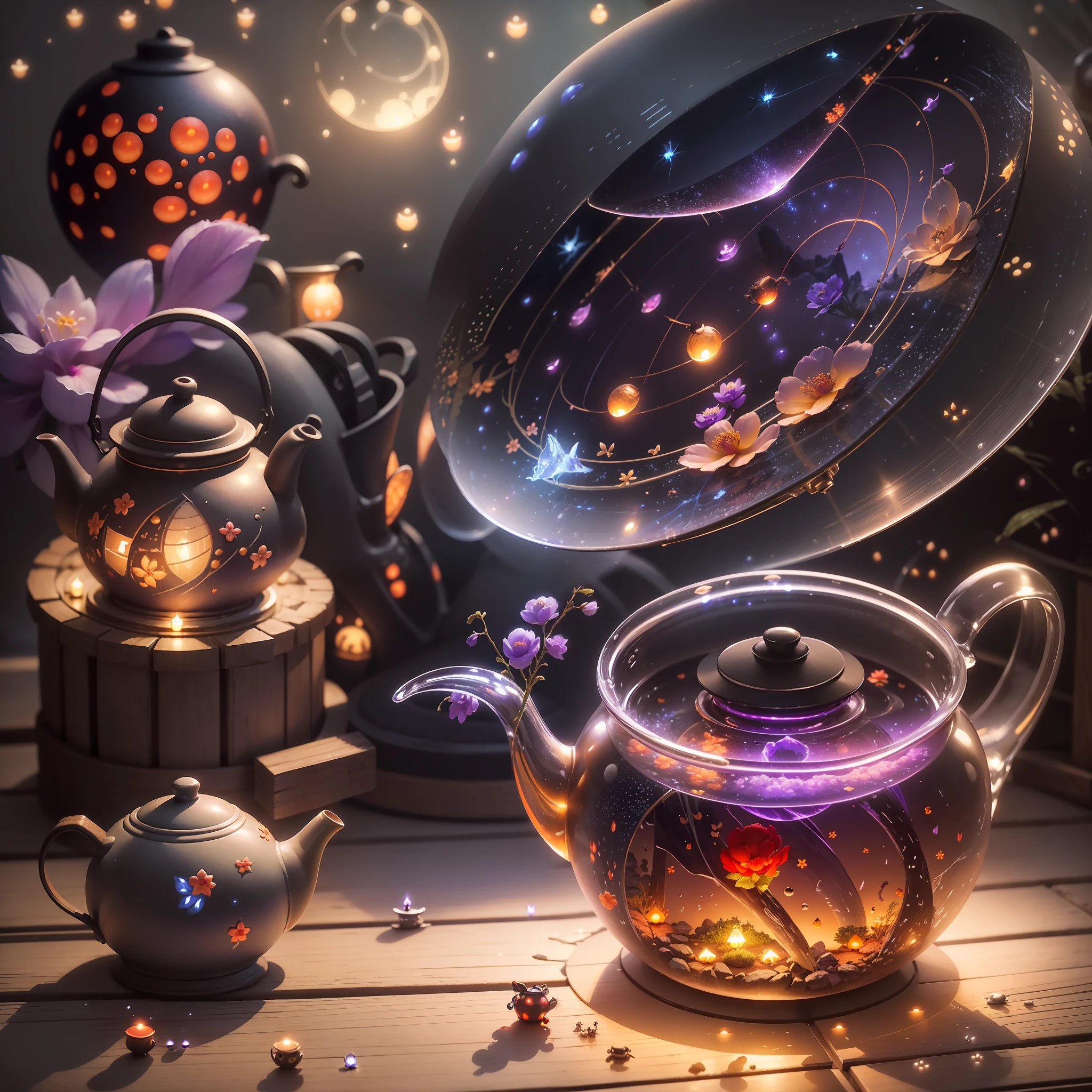 A close up of a teapot with a tea pot and a tea pot - SeaArt AI