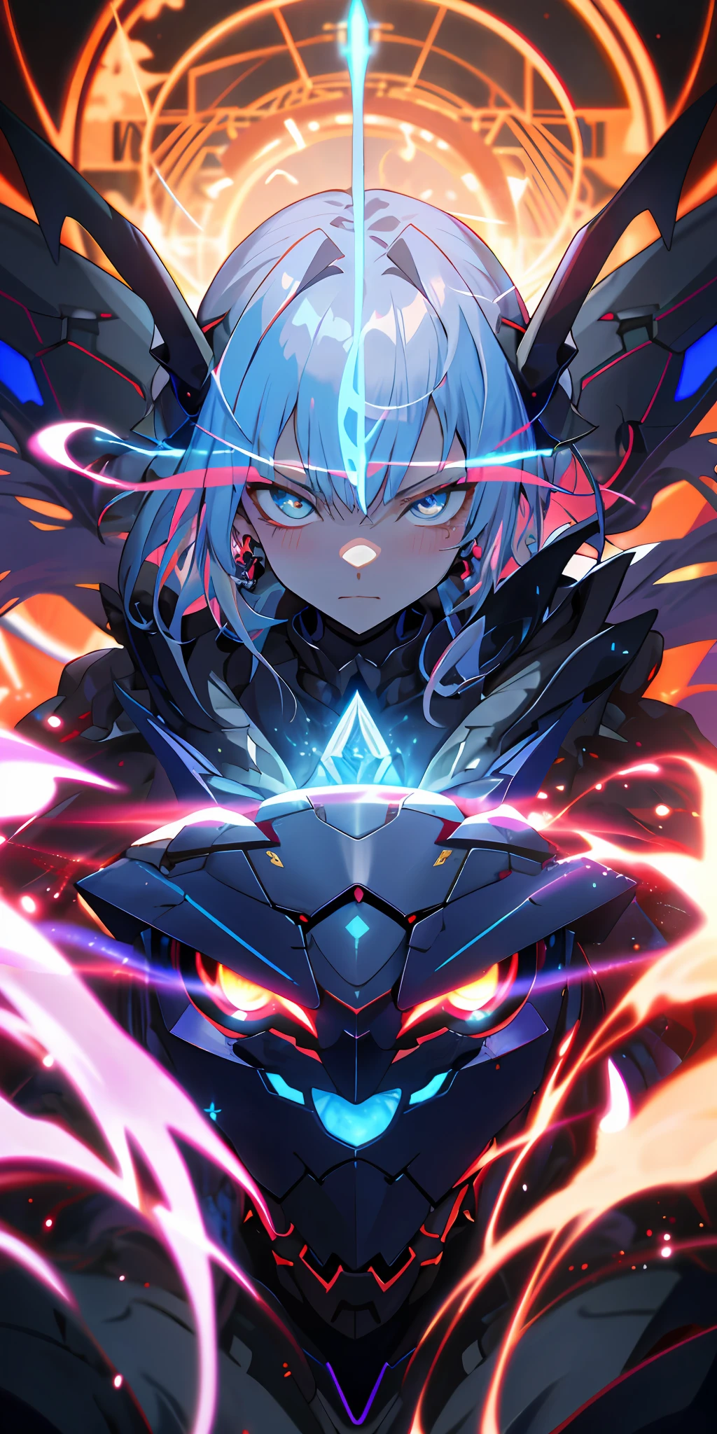 Anime Robot beutiful blue magma skin golem cat girl magic, aesthetic ...