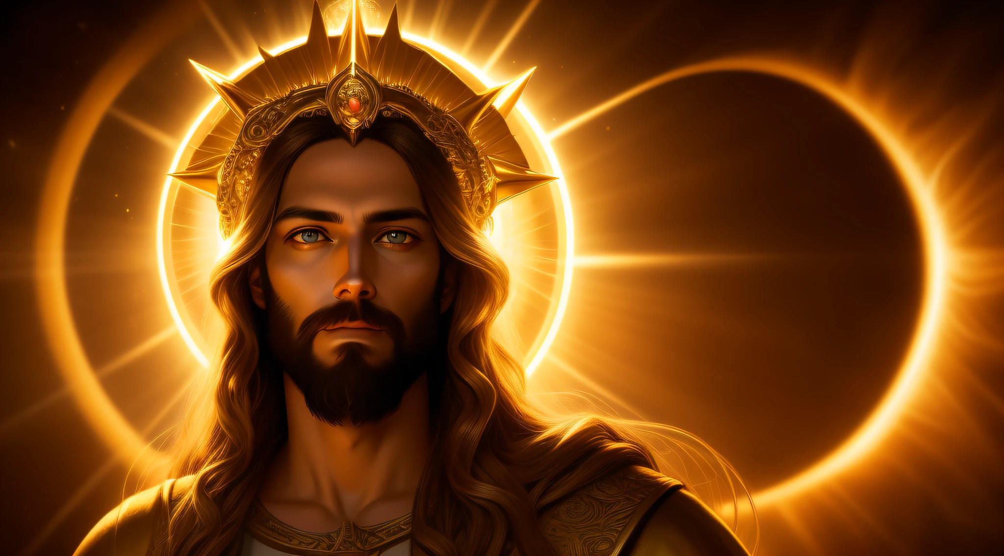 A man with a crown on his head and a halo around him - SeaArt AI