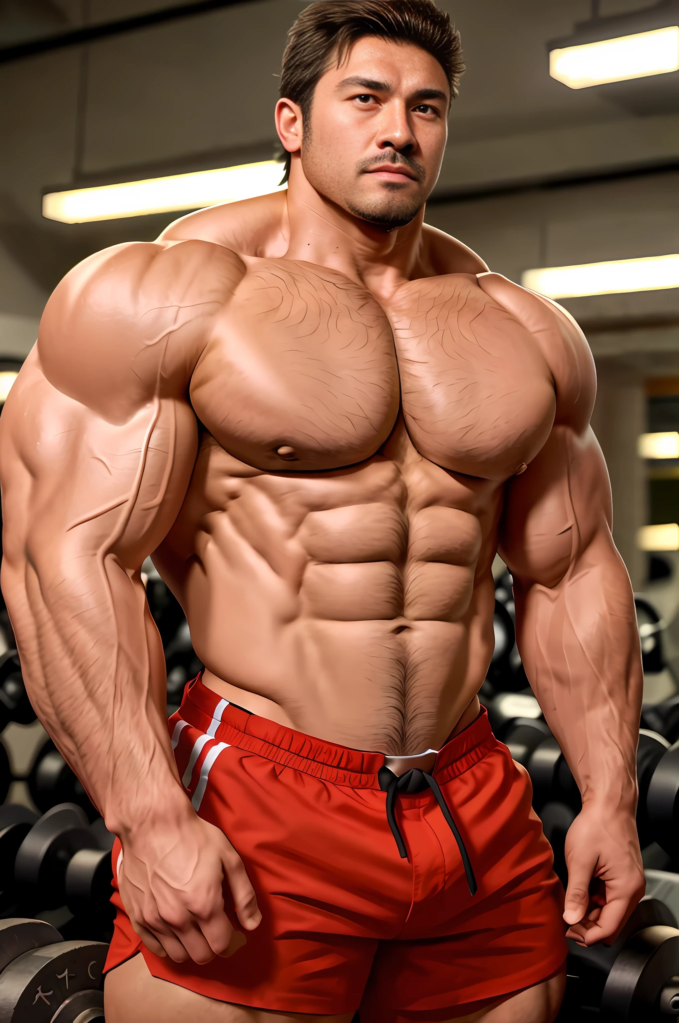 Close-up photo of Li Dayin, muscular, huge muscles, sur-muscles, surrealism - SeaArt AI