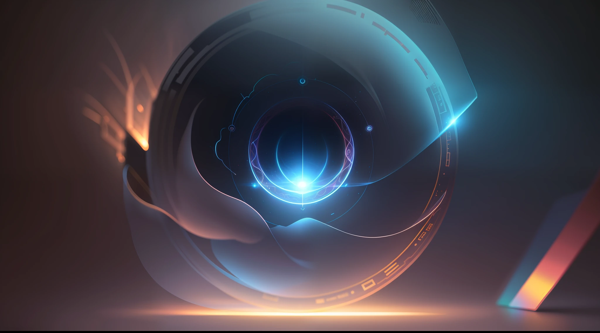 A blue and orange light shines through a circular object - SeaArt AI
