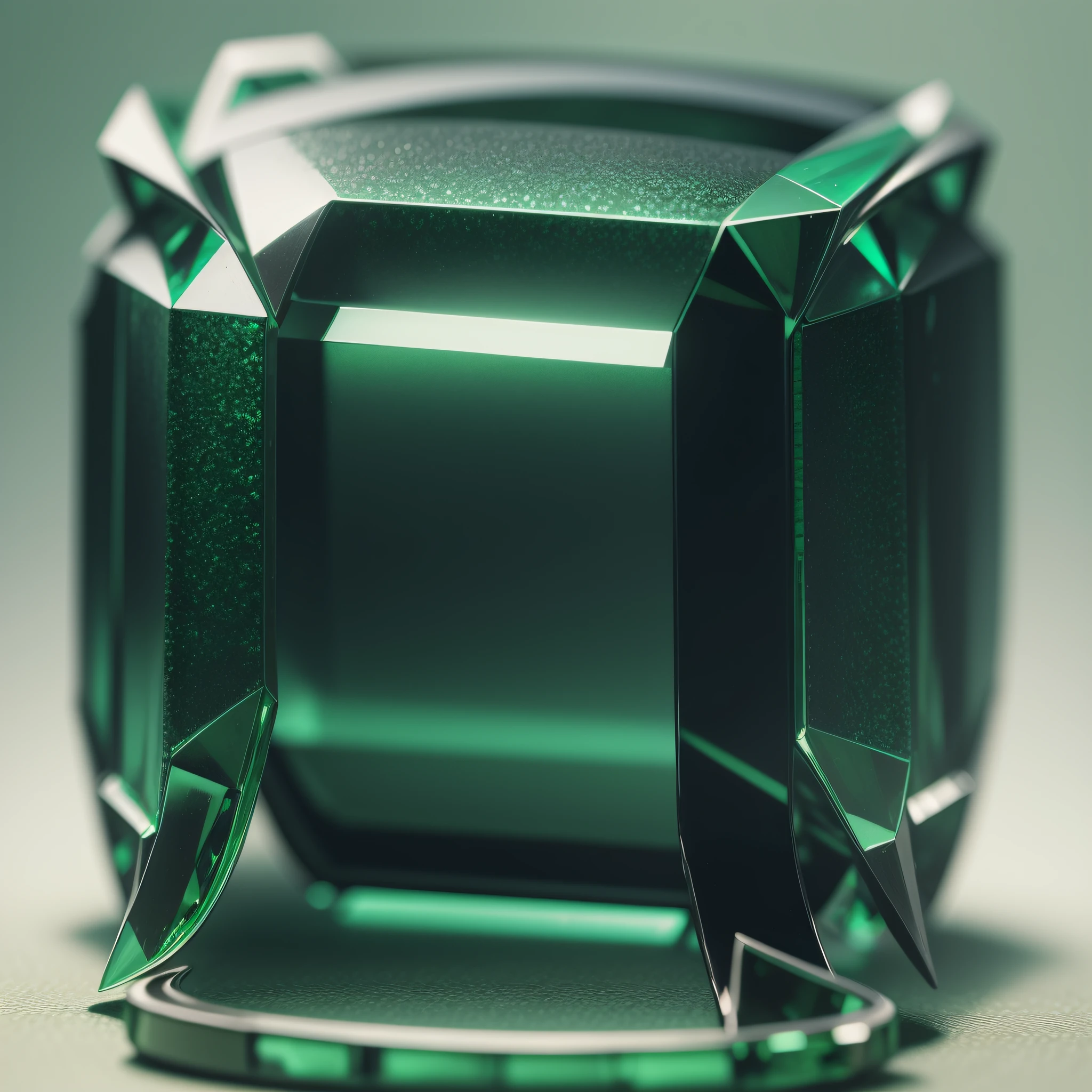 A close up of a green emerald stone on a table - SeaArt AI