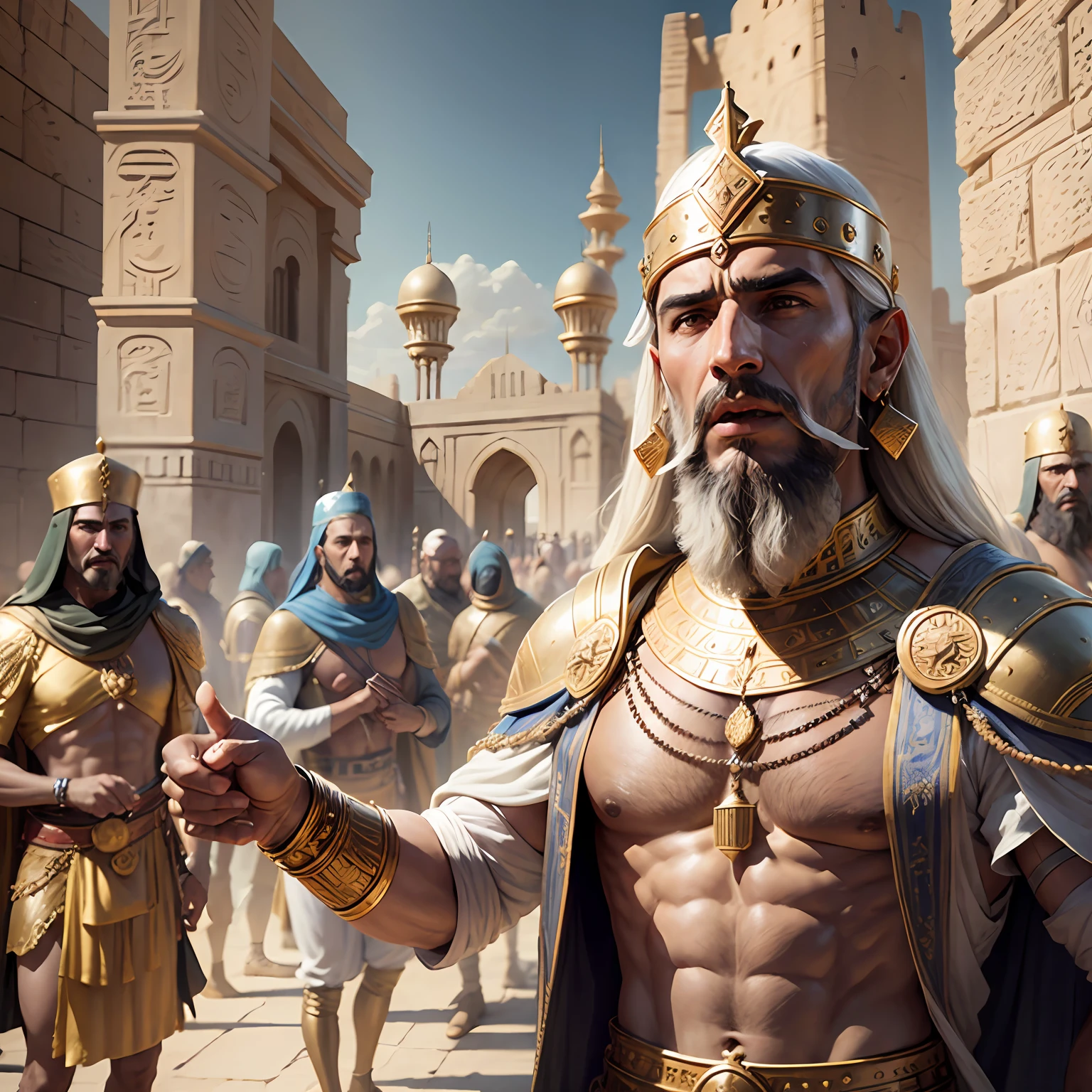 a Babylonian king declaring something in front of Babylonians ...