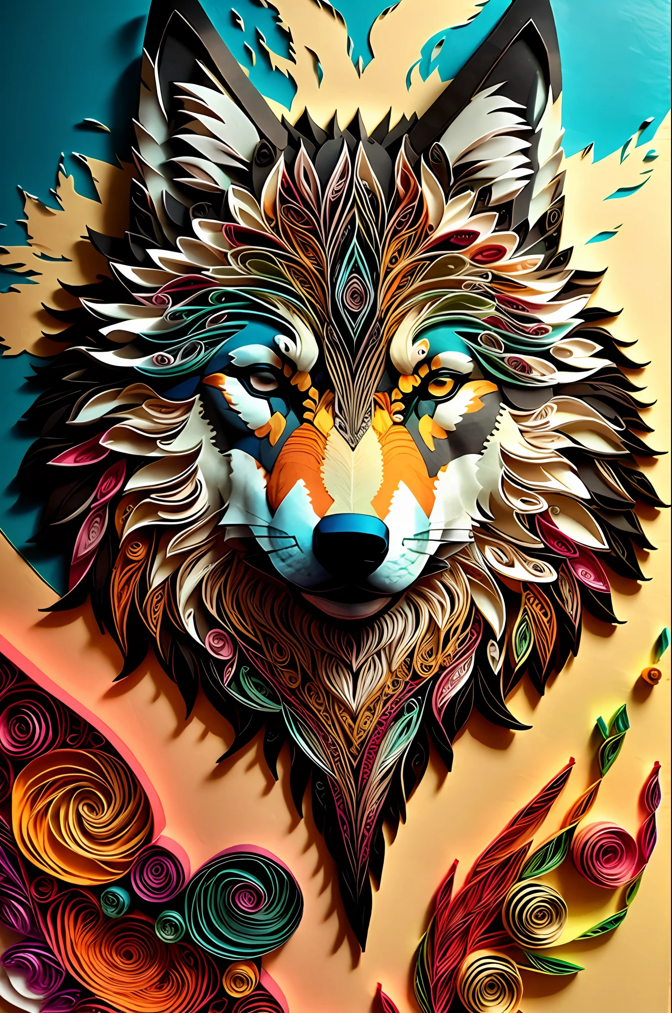 wolf,multi dimensional paper q - SeaArt AI