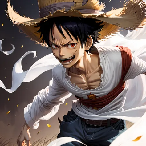 ลูฟี่，หนึ่งชิ้น，เด็กหมวกฟาง，แนะนําตัวเอง，ภาพหน้าอก - SeaArt AI