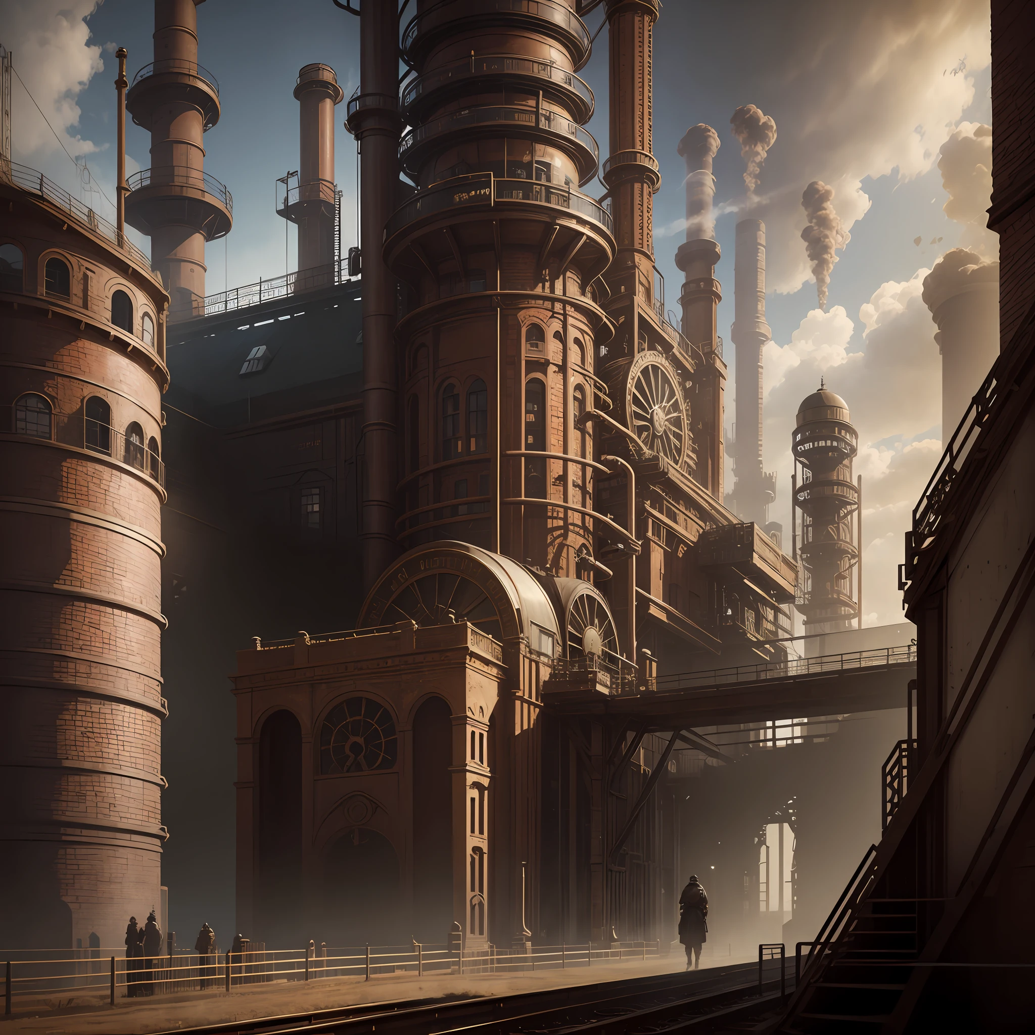 8K, steampunk era, steamy factory, exquisite medieval architecture with ...