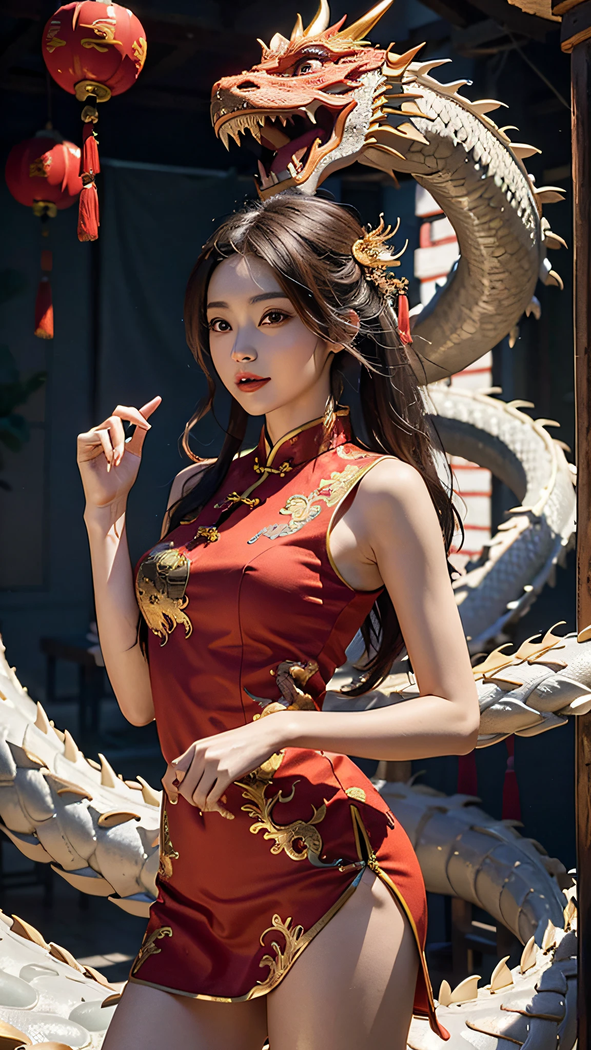 masterpiece, best quality, making friends with the Chinese dragon, fun, happy - SeaArt AI