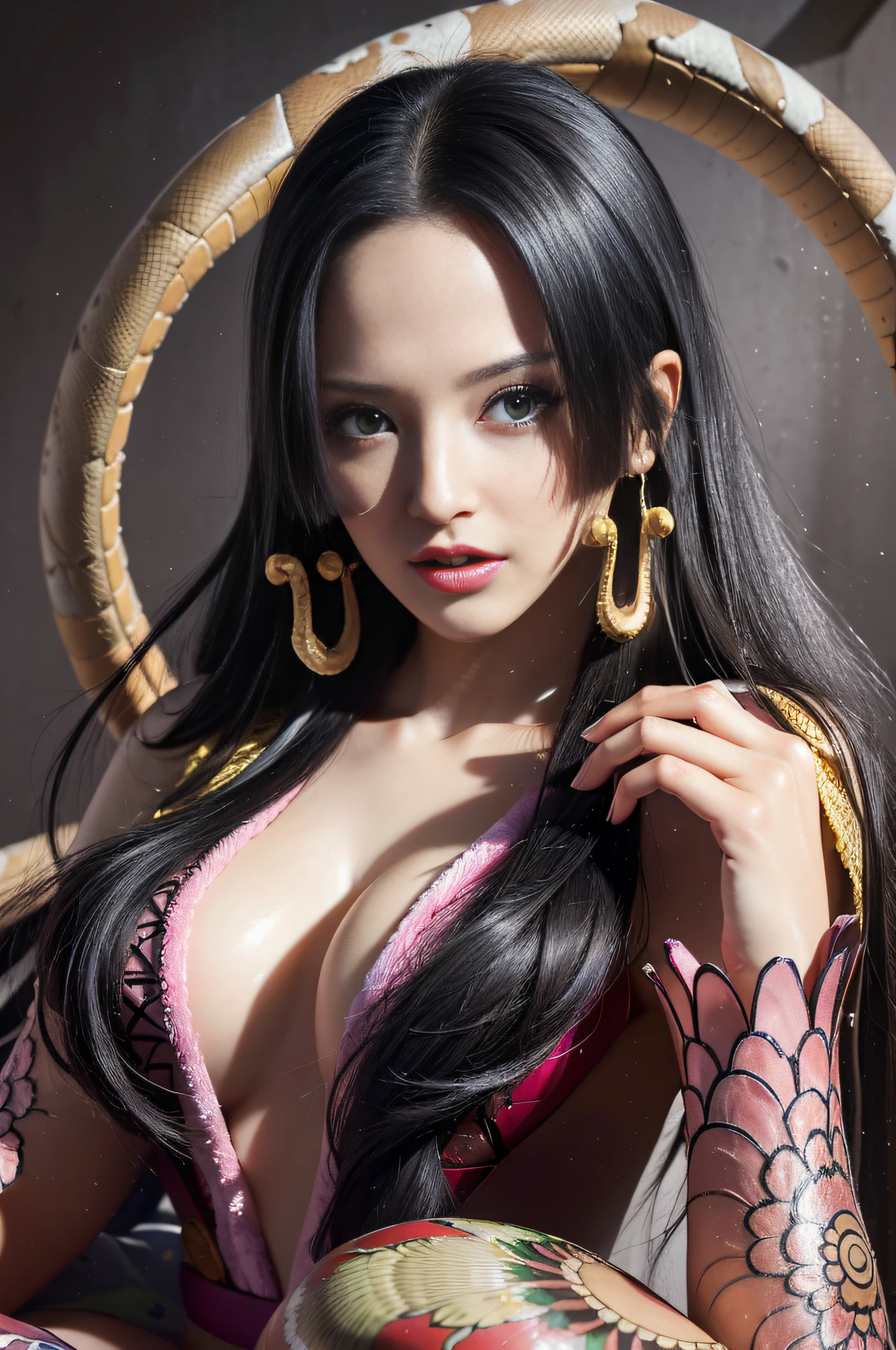 (((masterpiece+best quality+high resolution+ultra-detailed))), boa hancock, long silky black ...