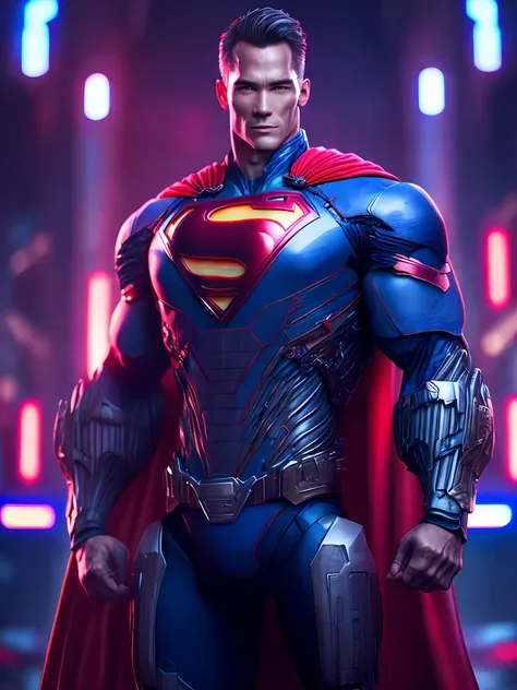 Portrait, Fire Superman from DC, biomechanical, complex robot, full ...