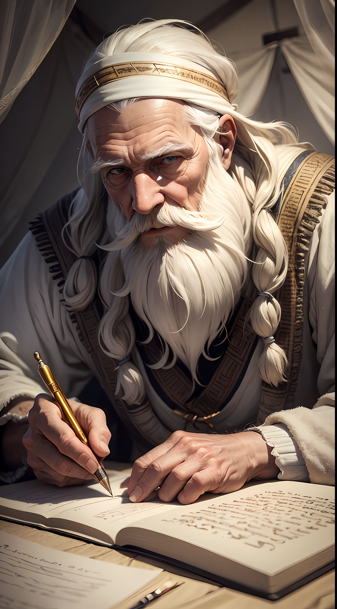 An old man, long white hair, l - SeaArt AI