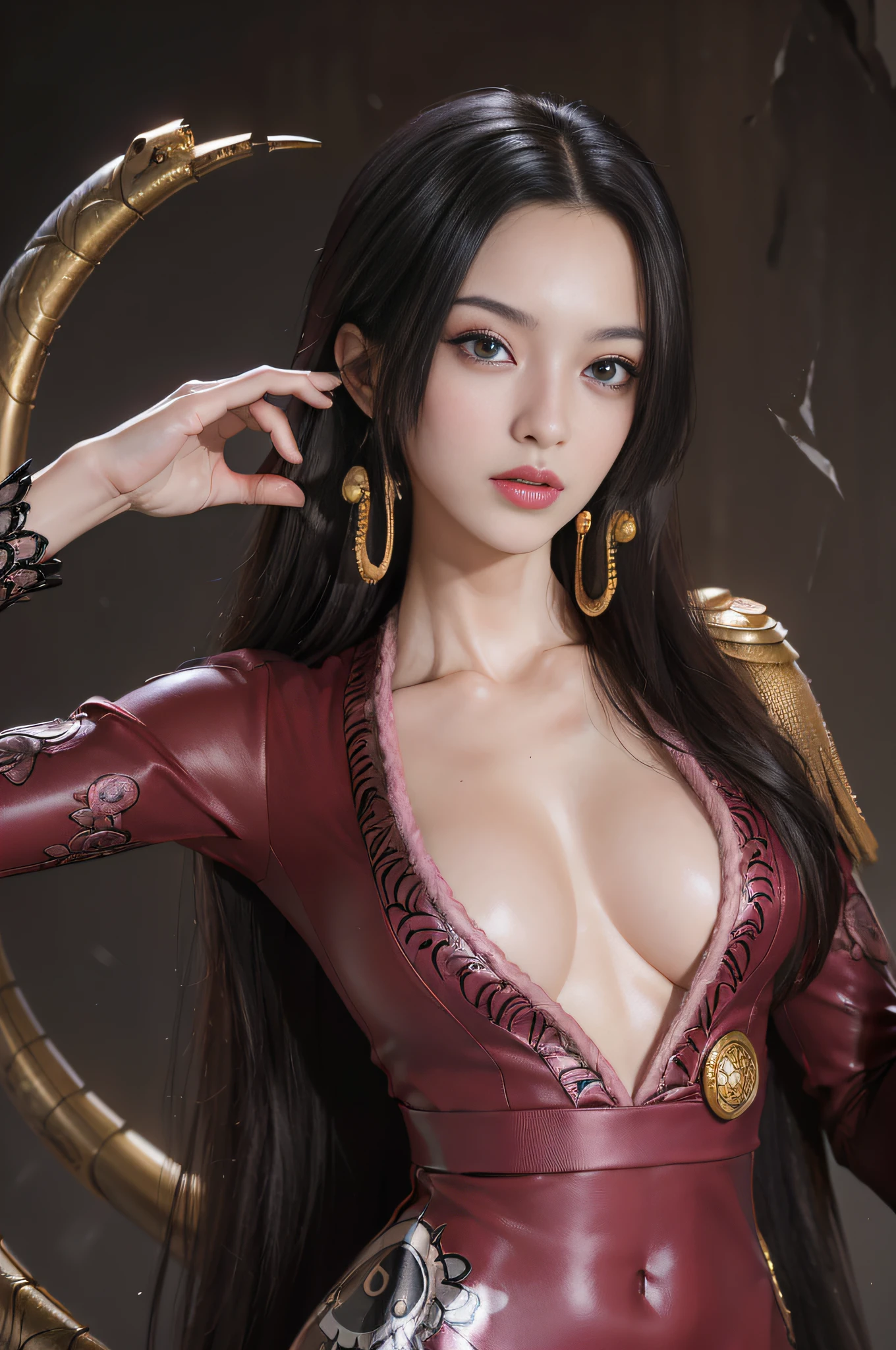 (((masterpiece+best quality+high resolution+ultra-detailed))), boa hancock, skull_snake, long ...